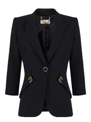 Elisabetta Franchi Double Layer Stretch Crêpe Jacket - Black