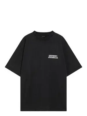 Balenciaga Washed Masking Tape T Shirt With Medium Fit - Black