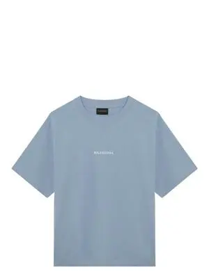 Balenciaga Back Logo Medium Fit T-shirt - Light Blue