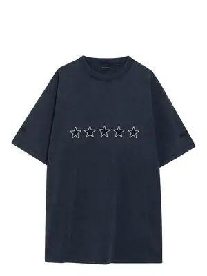 Balenciaga Washed Navy Oversized T Shirt - Blue