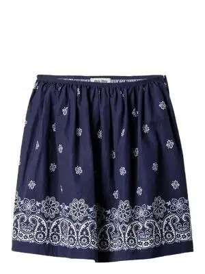 Miu Miu Poplin Skirt - Blu+bianco