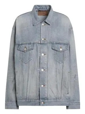 Balenciaga Vintage Effect Denim Jacket - Light Blue