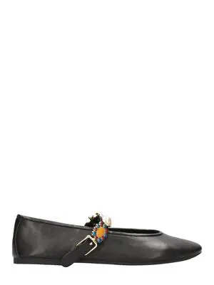 Jeffrey Campbell Leather Mary Jane Flats - Black