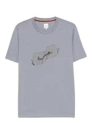 Paul Smith Label Print T Shirt - Greyish Blue