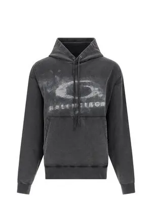 Balenciaga Washed Crayon Loop Hoodie White/black