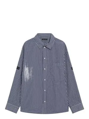 Balenciaga Oversize Navy And White Striped Shirt - Blue