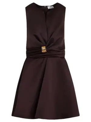 Elisabetta Franchi Duchesse Satin Dress - Brown