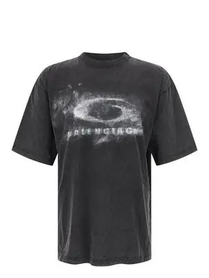 Balenciaga Washed Crayon Loop' T Shirt - White/black
