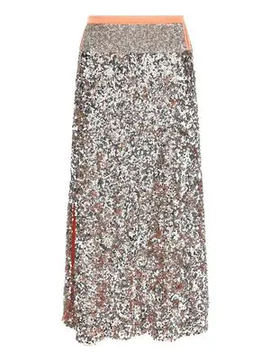Rabanne Sequin Appliqué Midi Skirt - Silver