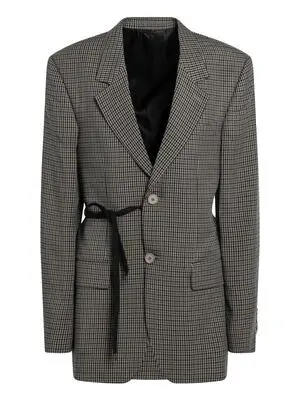 Balenciaga Gingham Lyocell Jacket With Lace Detail - Green