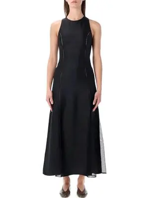 LOULOU Iraka Silk Twill Midi Dress - Black