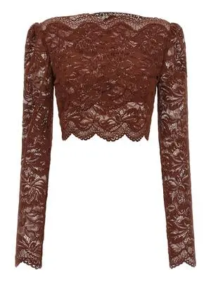 Rabanne Lace Crop Top - Brown