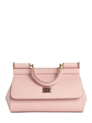 Dolce & Gabbana Sicily Mini Handbag In Dauphine Calf Leather - Pink