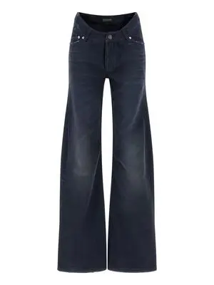 Balenciaga Curved Waist Wide Leg Jeans - Blue