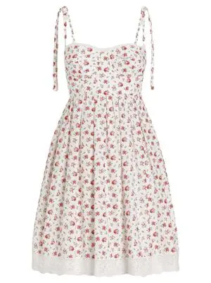 Dolce & Gabbana Roses Print Short Dress - White