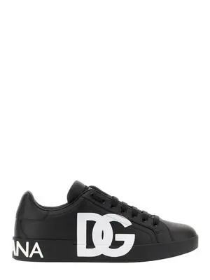 Dolce & Gabbana Portofino Leather Sneakers - Black