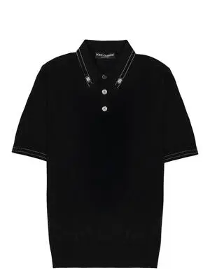 Dolce & Gabbana Silk Polo - Black