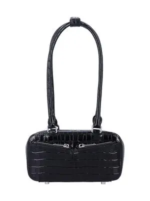 SELF-PORTRAIT Croc Mini Shoulder Bag - Black