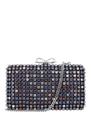 SELF-PORTRAIT Crystal Chainmail Clutch - Black Multi Coloured