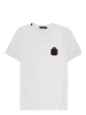 Dolce & Gabbana T Shirt With Heraldic Logo - White