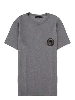 Dolce & Gabbana T Shirt With Heraldic Logo - Grey