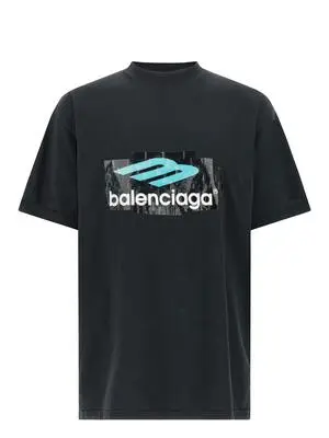 Balenciaga Printed T Shirt - Black