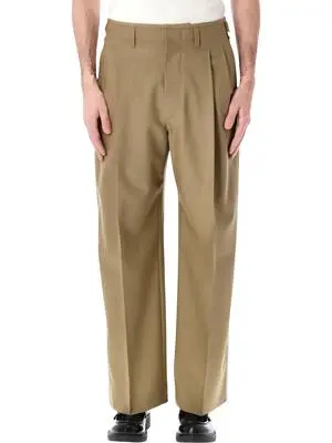 LEMAIRE Tailored Wool-blend Trousers - Hay Green