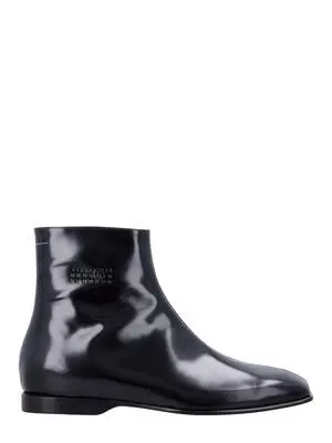 MAISON MARGIELA Abrasivato Leather Ankle Boots - Black