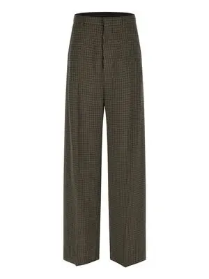Balenciaga Plaid Fluid Lyocell Pants - Brown