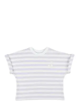 Bonpoint Striped Cotton Knit T-shirt - Lilac White Stripes