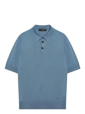 Dolce & Gabbana Silk Polo Shirt - Light Blue