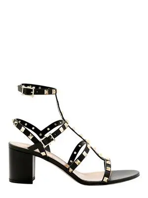 Valentino Garavani Rockstud Leather Caged Sandals - Black