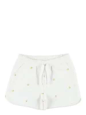 Bonpoint Organic Cotton Embroidered Sweatshorts - Beige