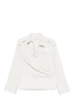 IRO PARIS Lace Striped Cotton Shirt - Beige