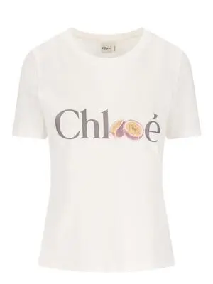 Chloé Logo Cotton T-shirt - White