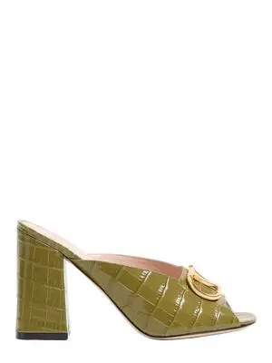 Valentino Garavani Vlogo Signature Leather Mules - Green