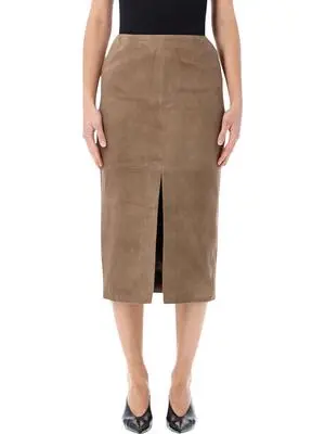 Remain Birger Christensen Midi Pencil Skirt - Morel Beige