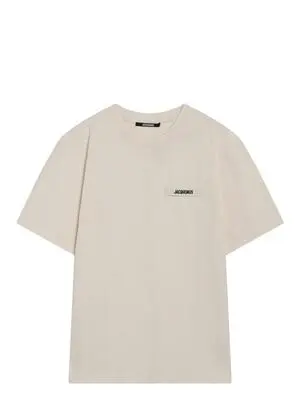Jacquemus T Shirt With Gros Grain Logo - Beige