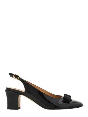 FERRAGAMO Leather Slingback Pumps - Black