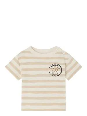 Bonpoint Striped Cotton T-shirt - Beige