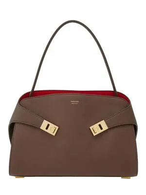 FERRAGAMO Small Leather Tote - Dove Grey