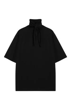 LEMAIRE Cotton T-shirt With Scarf Detail - Black