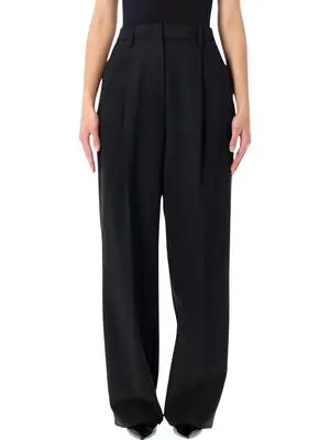 THE LATEST Wool Wide-leg Trousers - Black