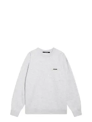Jacquemus Crewneck Sweatshirt With Gros Grain Logo - Grey