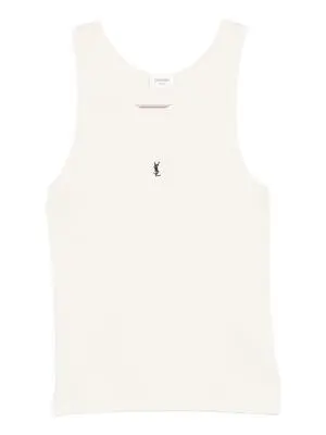 SAINT LAURENT Logo Cotton Tank Top