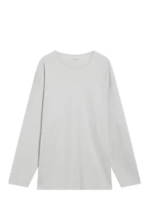 LEMAIRE Chalk Colored Cotton And Silk Interlock T Shirt - White