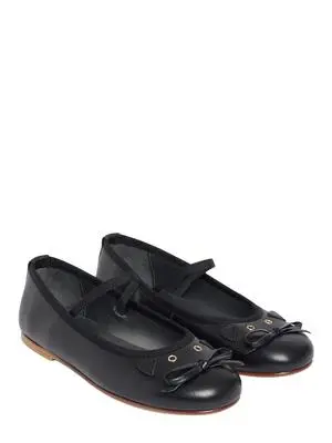 Bonpoint Joie Leather Ballerina Flats - Black