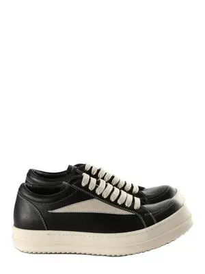 Rick Owens Leather Low Top Sneakers - Black