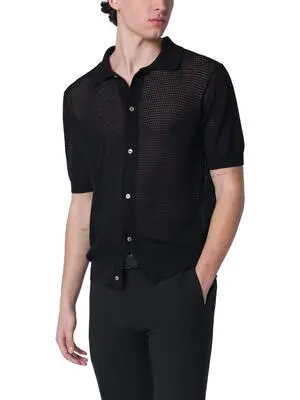 Tagliatore Openwork Cotton Cardigan - Black