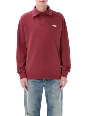 Acne Studios Zip-up Logo Sweatshirt - Maroon Red